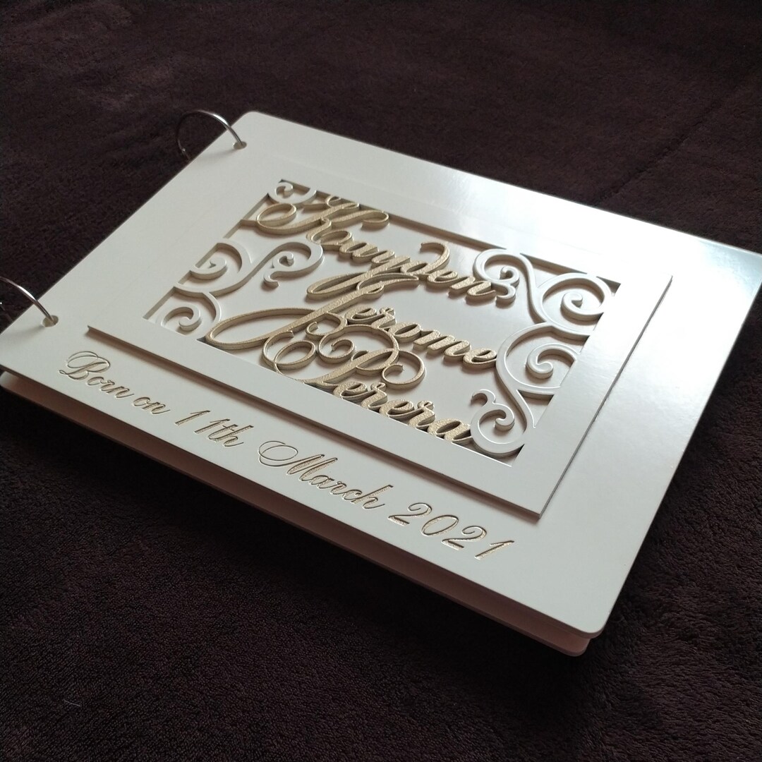 Custom Wooden Milestone Book Album With Personalised Pages Baby Memory ...