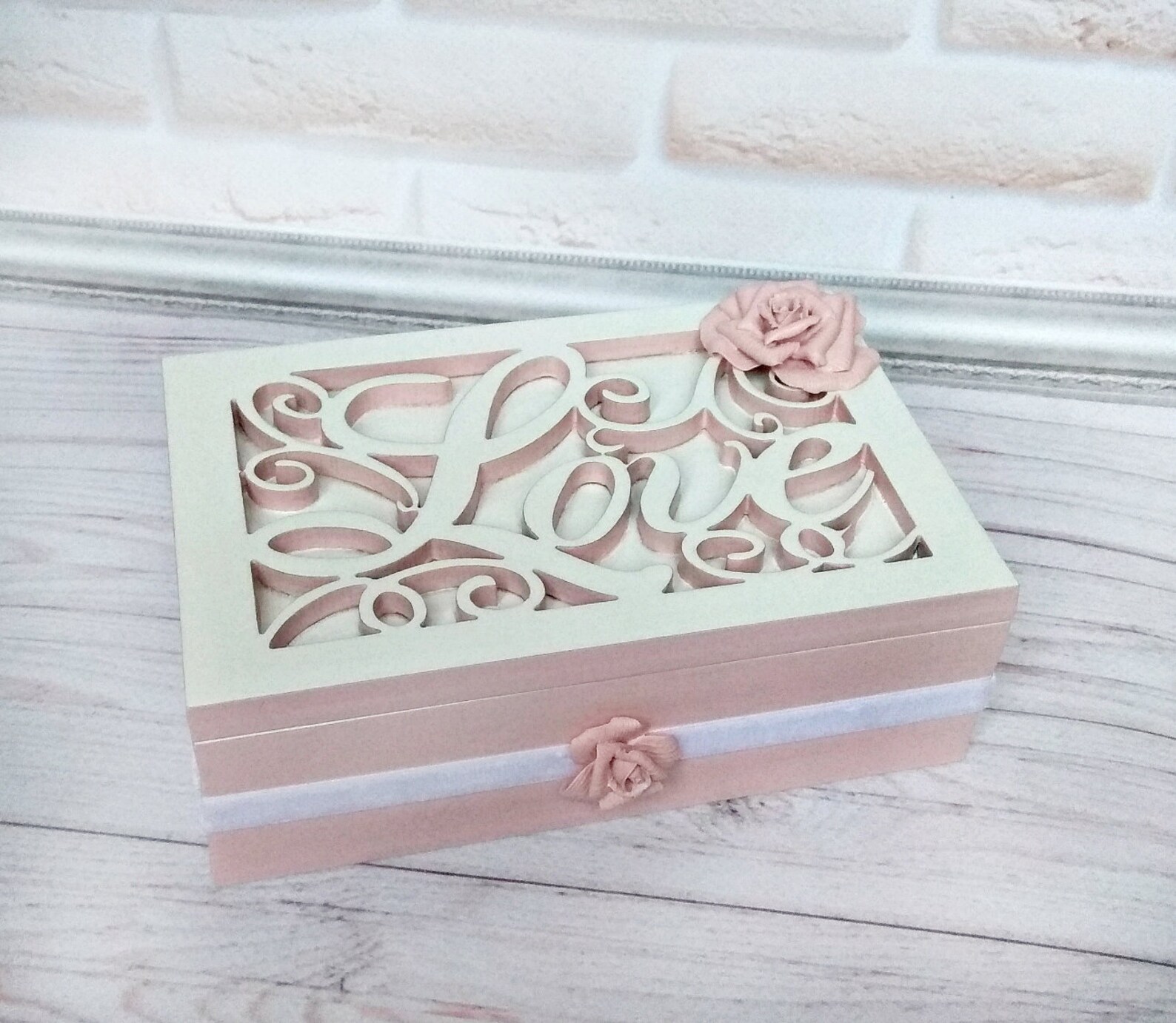 Wooden Wedding Lasso Box Personalised Rose Gold White Blush - Etsy