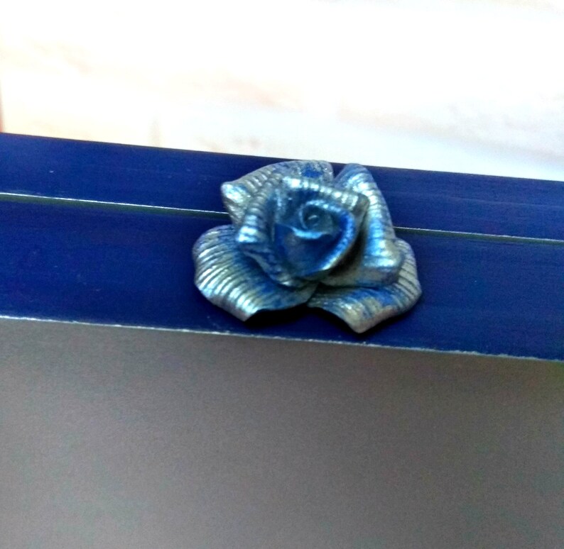 Ring Bearer Box Silver Royal Blue Rose Wedding Ring Box - Etsy