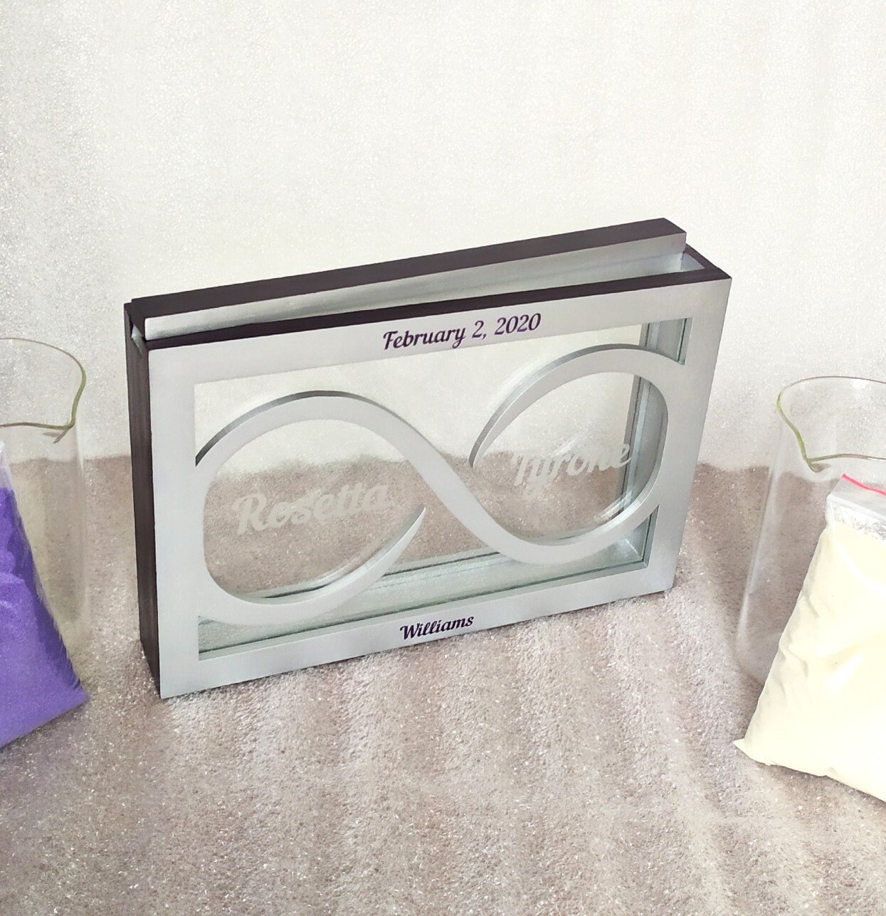 Personalised Sand Ceremony Box Infinity Sign Wedding Unity Sand ...