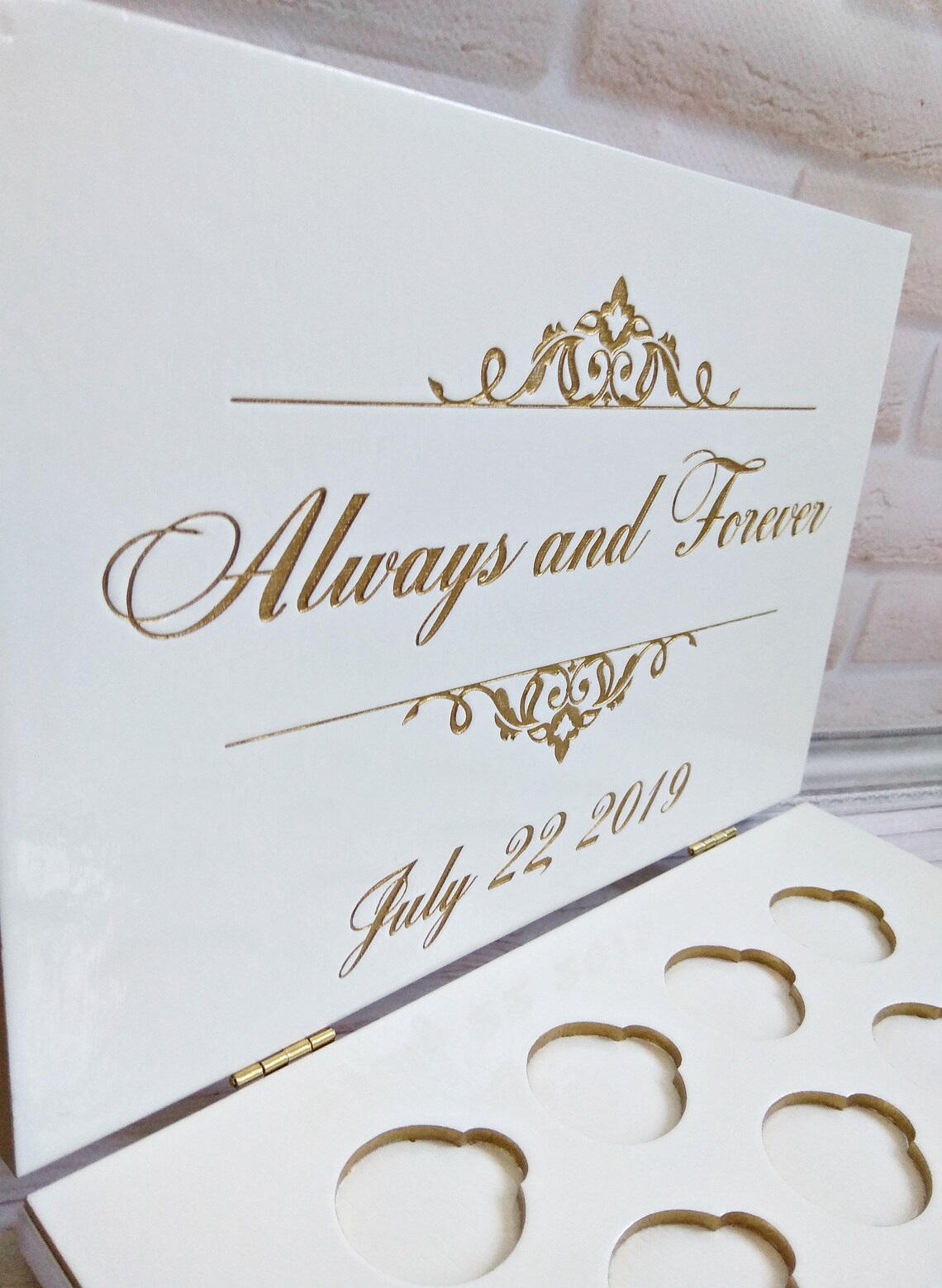 Wooden wedding coin Box Arras box Personalised Champagne Gold | Etsy