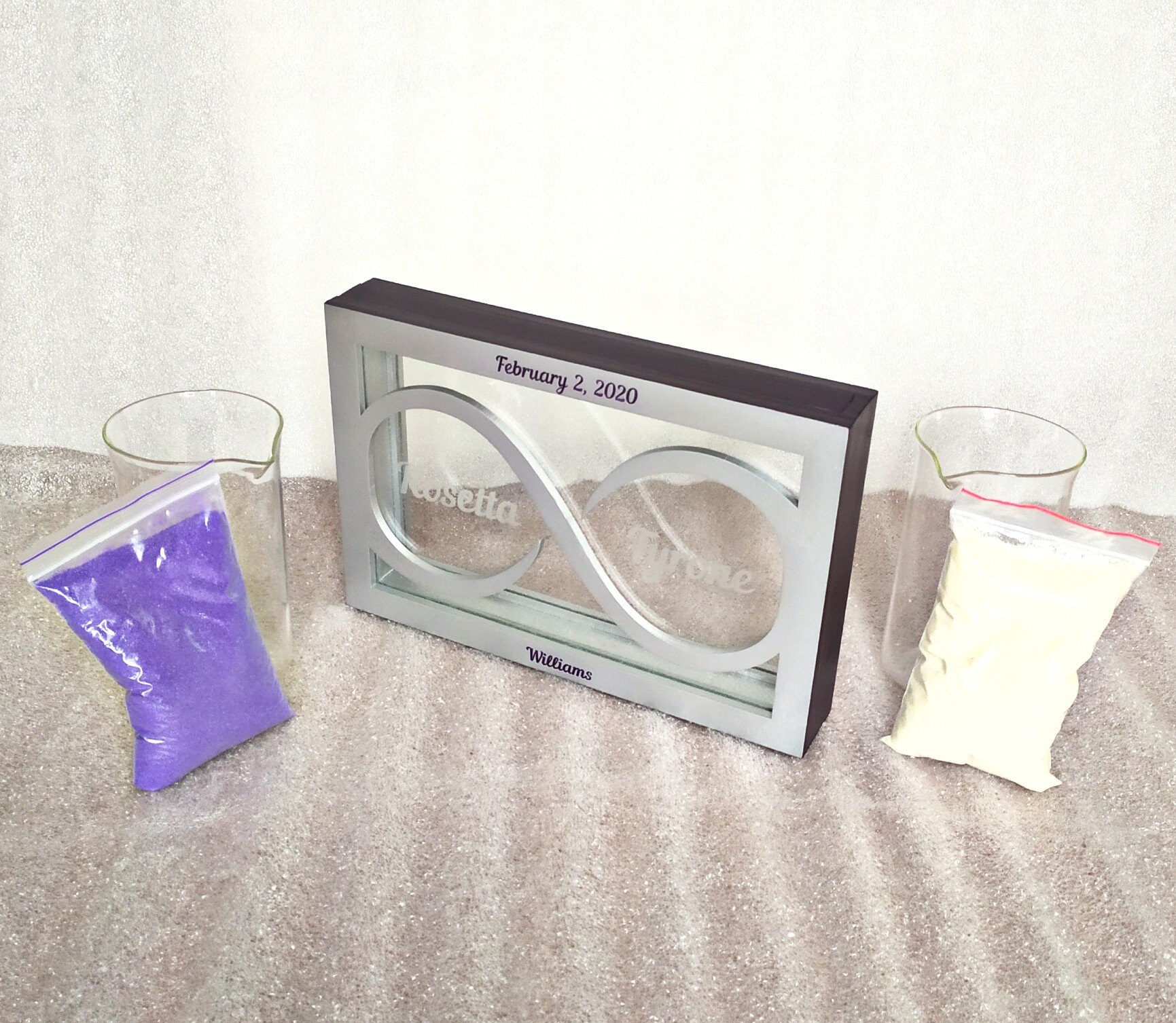 Personalised Sand Ceremony Box Infinity Sign Wedding Unity Sand ...