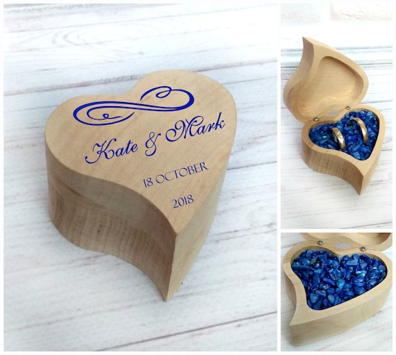Ring Bearer Box Royal Blue Stone Wedding Ring Box Heart Shaped - Etsy