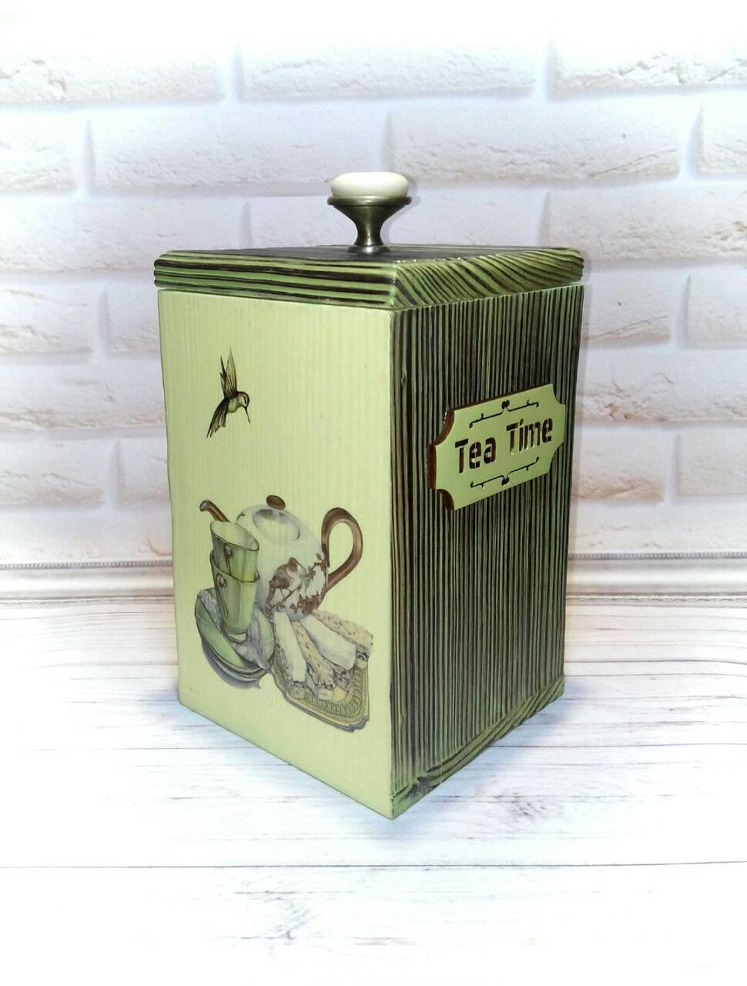 Theedoos Rustieke stijl Houten theedoos Landelijke stijl Thee opslag ...