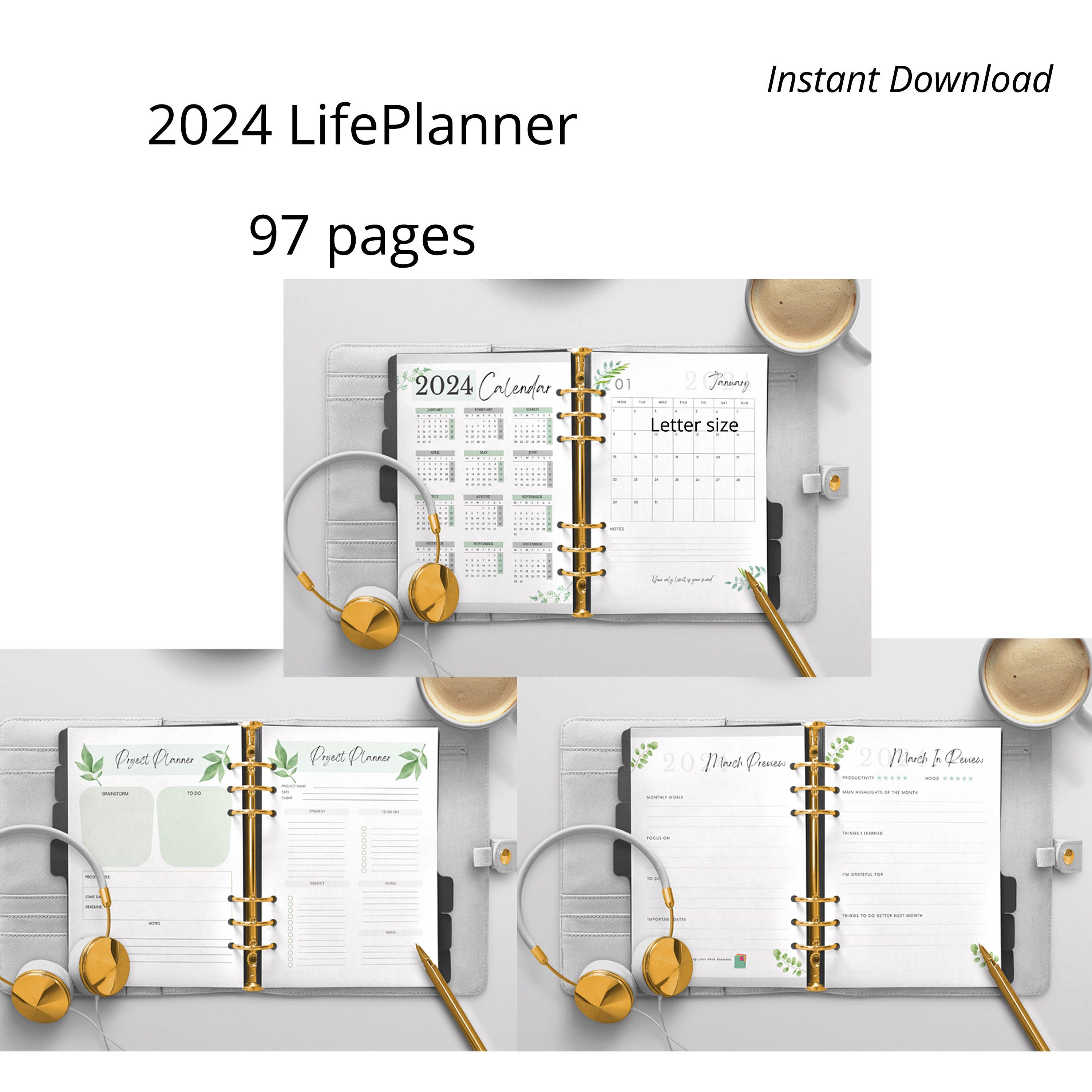 2024 Life Planner 2024 Digital Planner 2024 Planner Bundle Dated ...