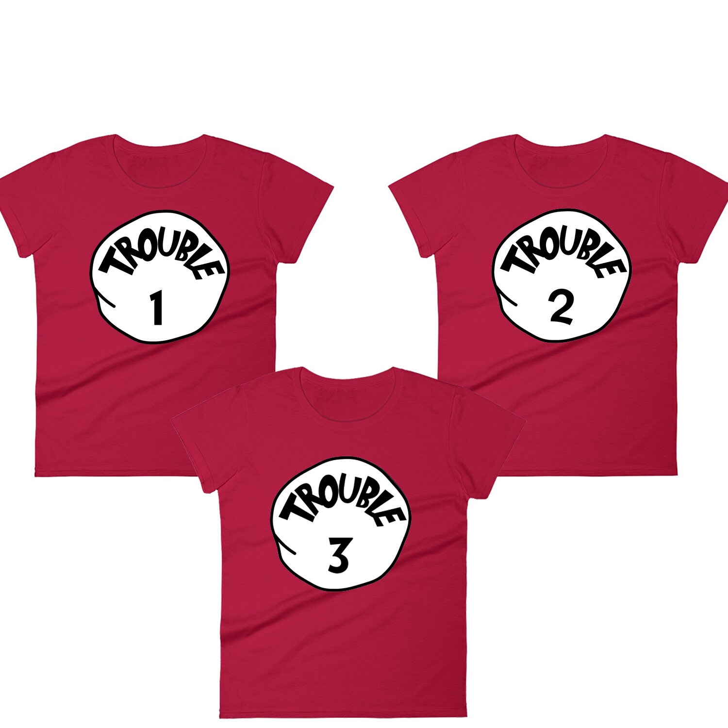 Trouble 1, 2 & 3 Clipart. Transfer Iron On. Digital File. Instant ...