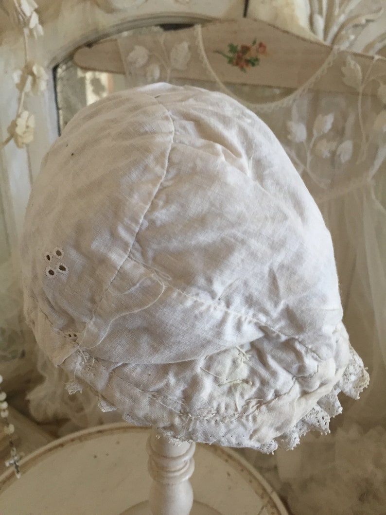 French Lace Bonet Hat Child Ribbon Work Flowers Silk Edwardian ...