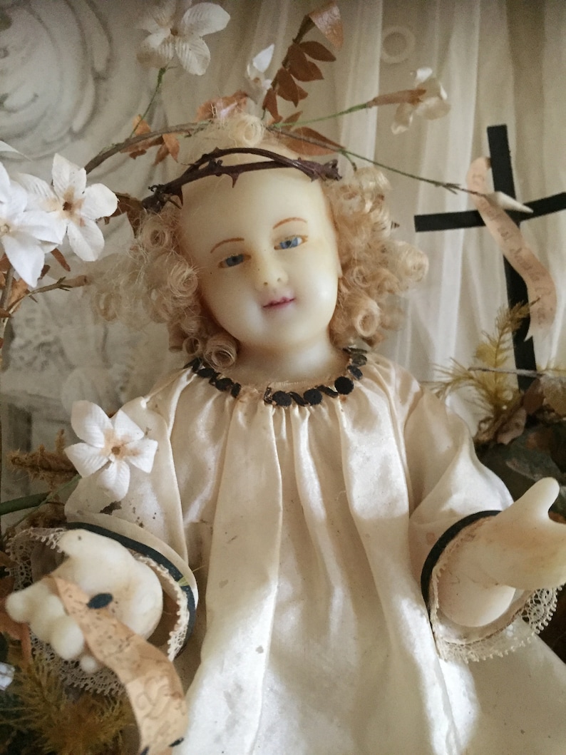 Antique French Baby Jesus Wax Child Christmas Doll Religious | Etsy