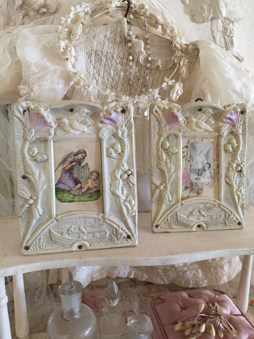 Antique French Frames Celluloid Floral Religious Circa 1900 - Etsy