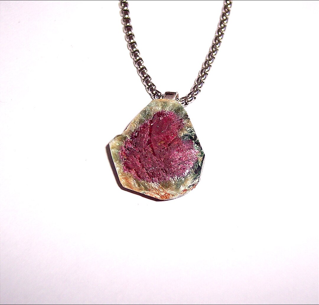 Delicate Hexagonal Raw Ruby in Zoisite Necklace Pendant - Free 20 ...