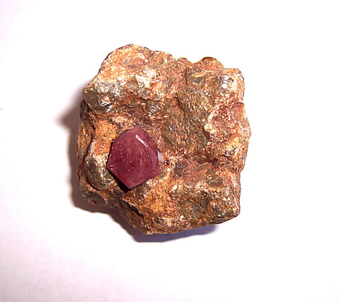 RARE EARTH ART: Hexagonal Madagascar Ruby on Rough Sapphire Nugget ...