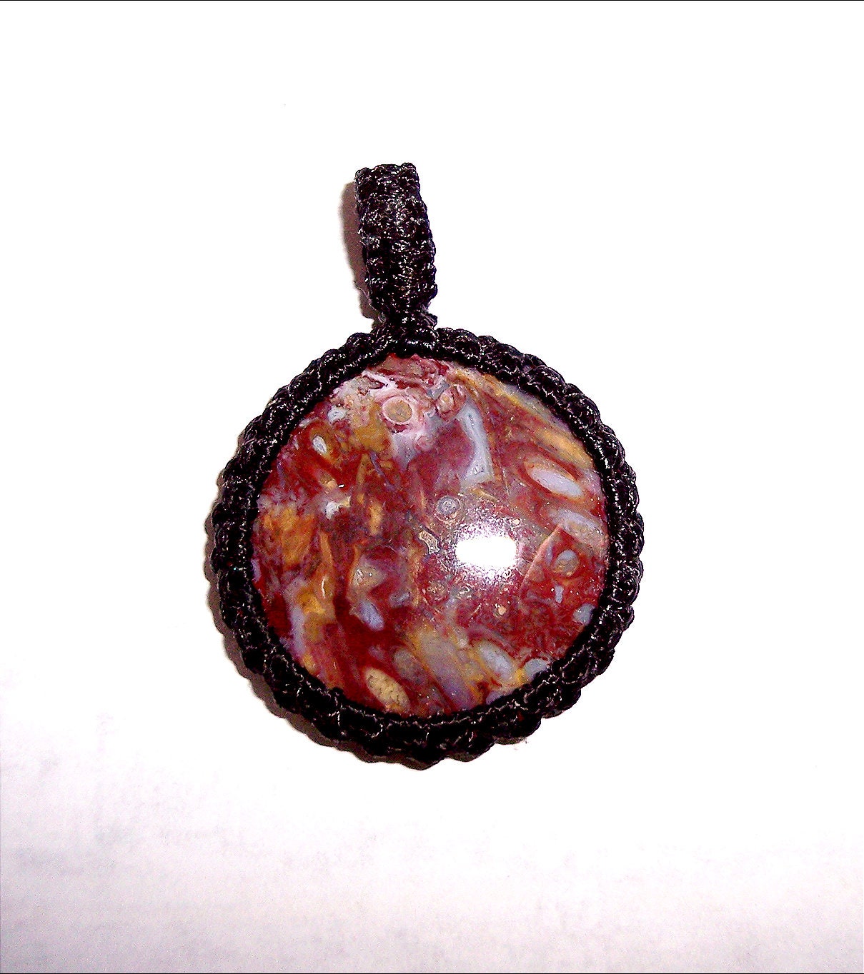 Natural Palm Root Agate Macrame Pendant E406 - Etsy UK