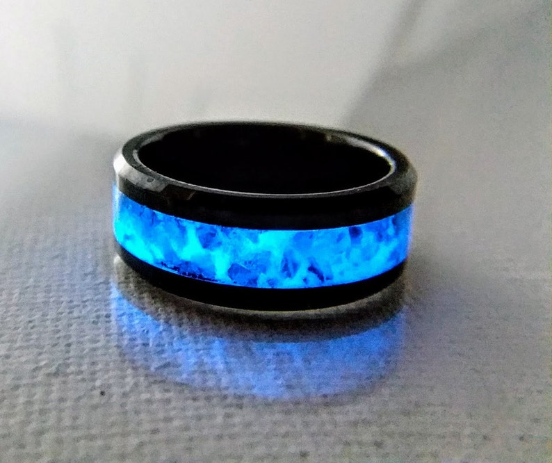 Blue Moon Glow Ring Black Ceramic Ring With Moonstone and | Etsy