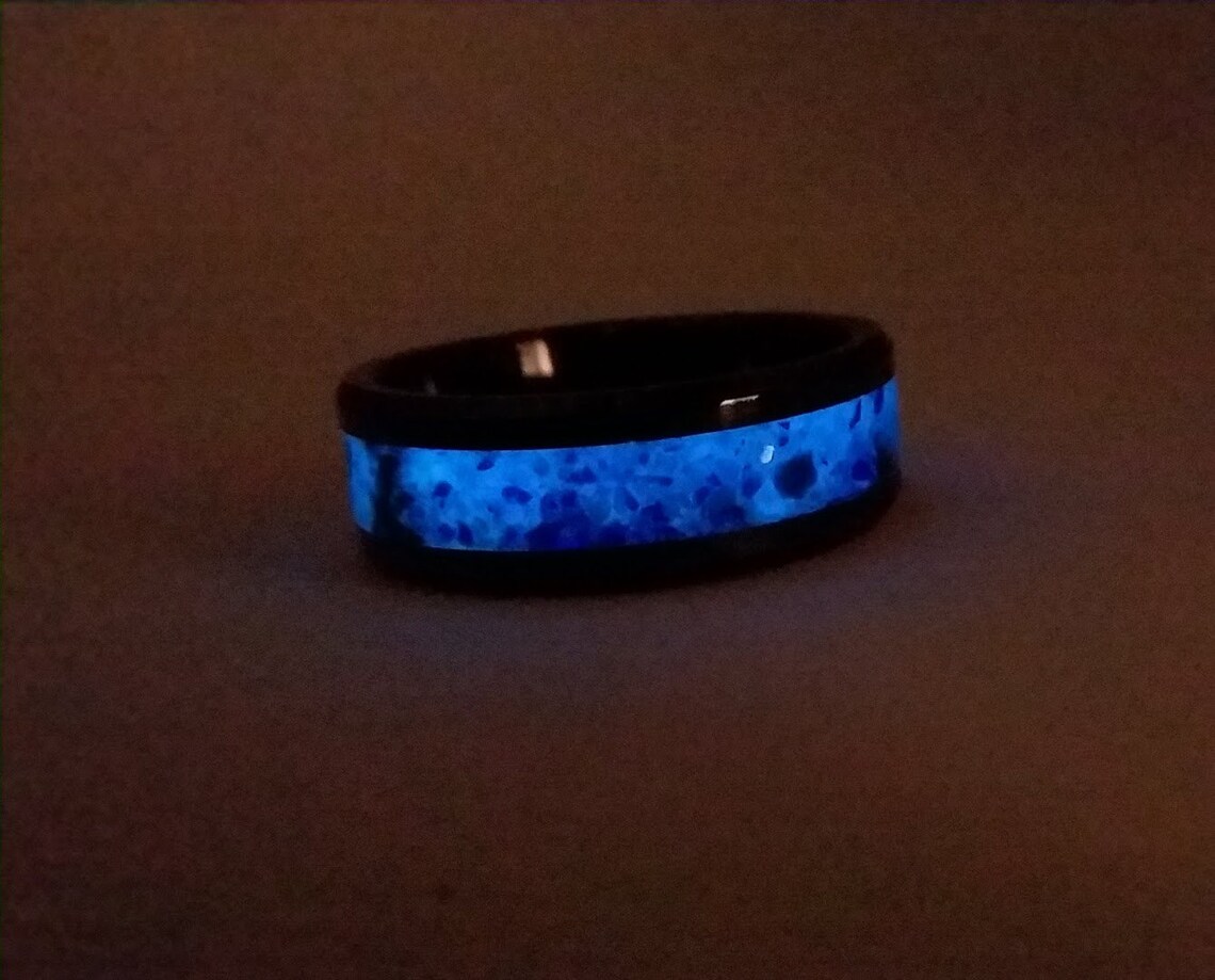 Black Ceramic Galaxy Glow Ring Black Ring With Glowing Galaxy - Etsy