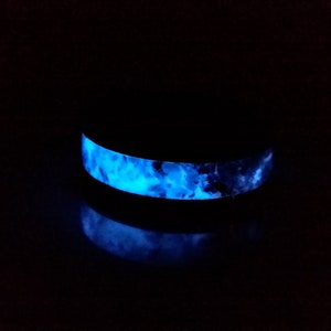 Blue Moon Glow Ring, Black Ceramic Ring With Moonstone and Glowing Blue ...