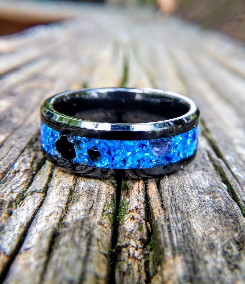 Black Ceramic Galaxy Glow Ring Black Ring With Glowing Galaxy - Etsy