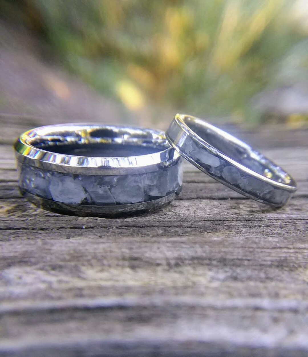 Tungsten and Moonstone Wedding Band Set, Matching Moonstone Wedding ...