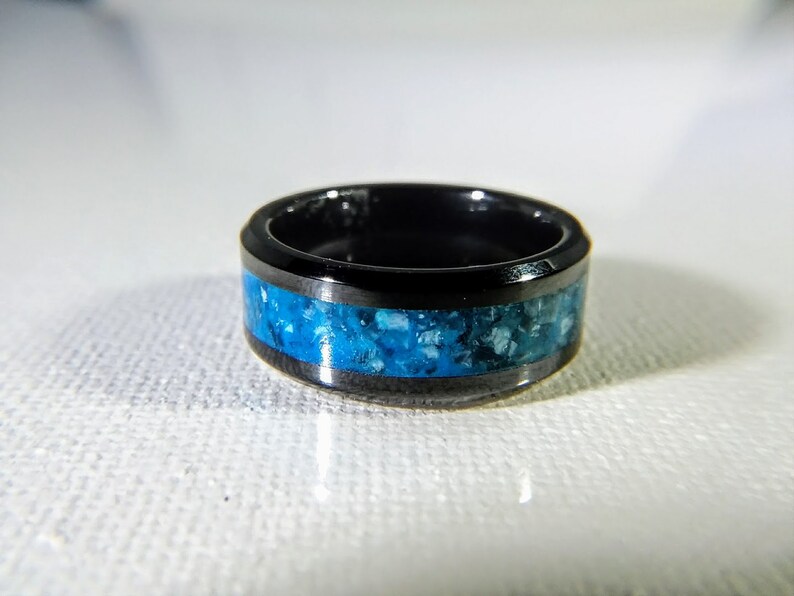 Blue Moon Glow Ring Black Ceramic Ring With Moonstone and | Etsy