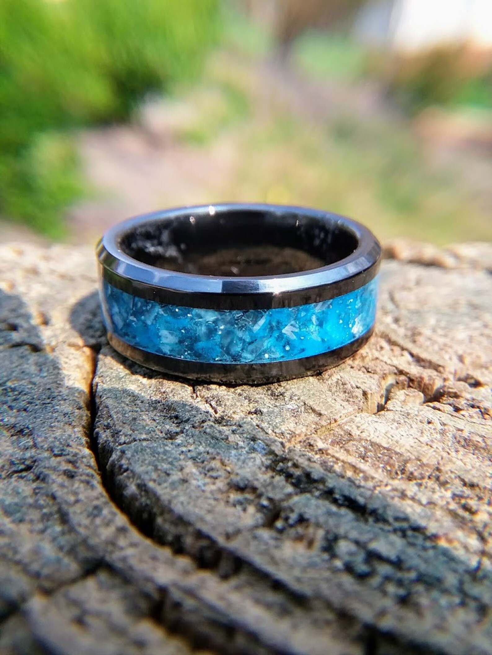 Blue Moon Glow Ring Black Ceramic Ring With Moonstone and | Etsy