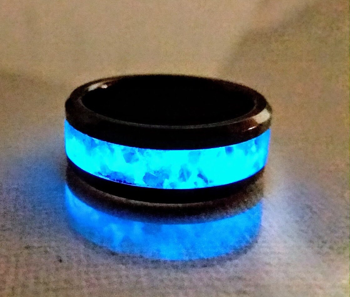 Blue Moon Glow Ring Black Ceramic Ring With Moonstone and | Etsy