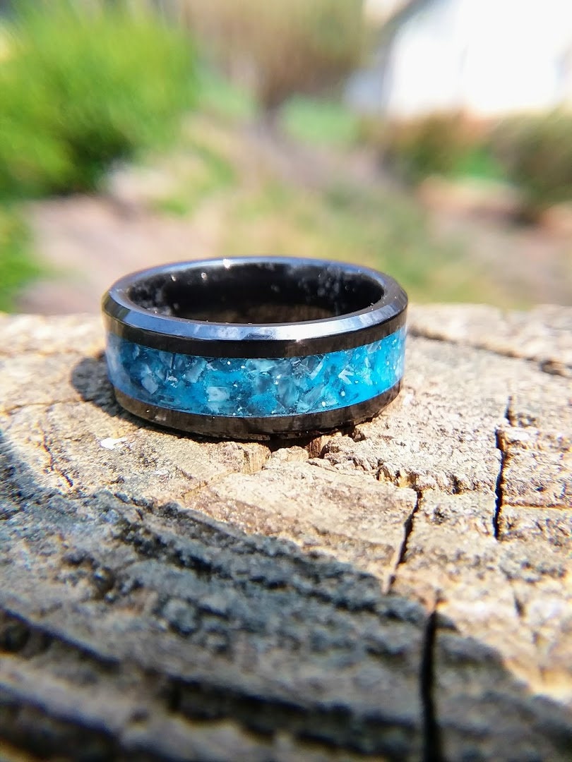 Blue Moon Glow Ring Black Ceramic Ring With Moonstone and | Etsy