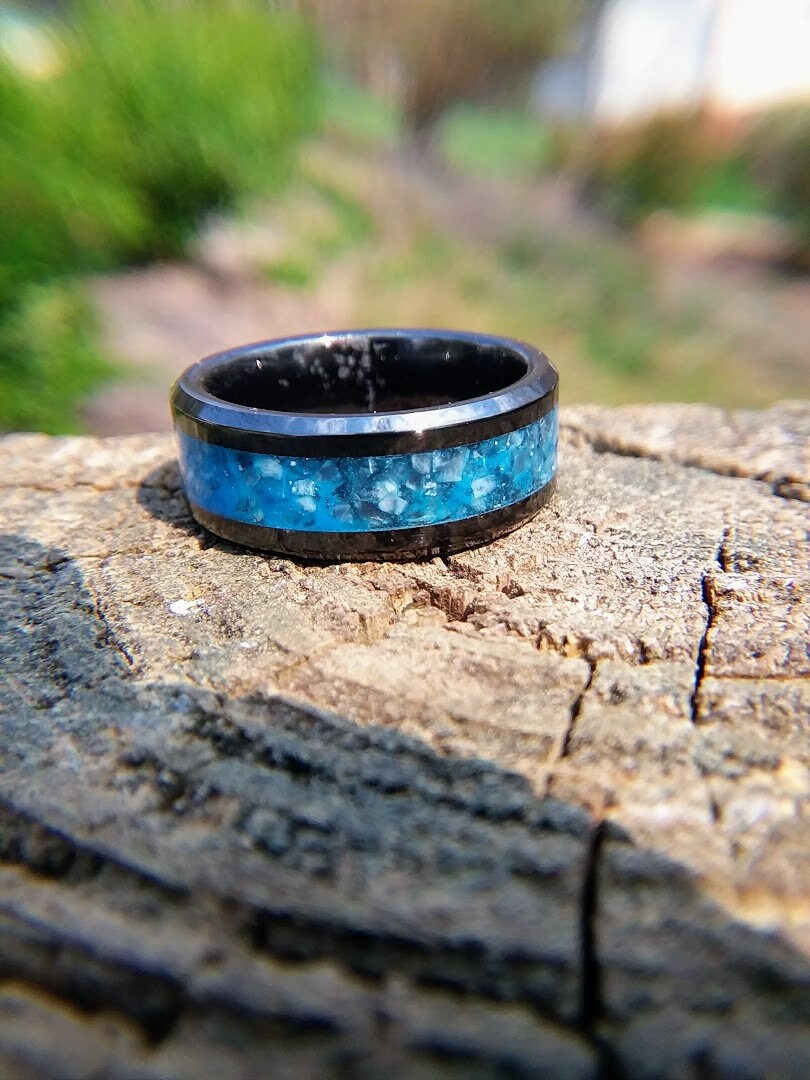 Blue Moon Glow Ring Black Ceramic Ring With Moonstone and | Etsy