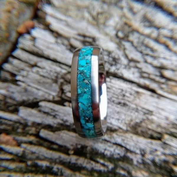 Mens Turquoise Gold Wedding Band - Etsy