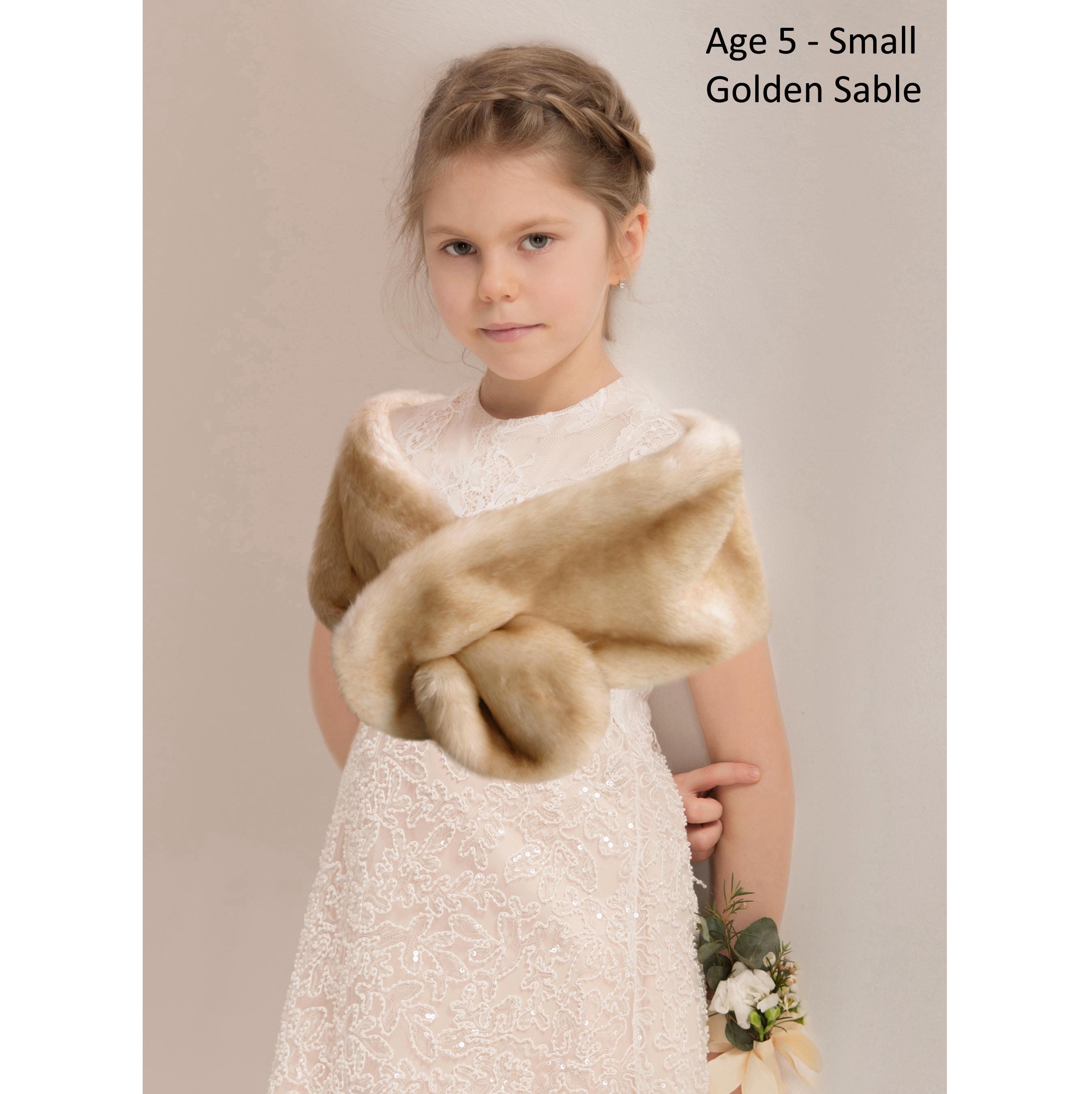Flower Girl Wrap FUR BOTH SIDES Faux Fur, Girl Child Wedding Wrap Shrug ...