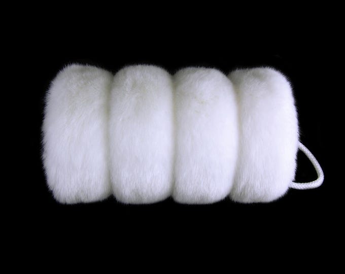 White Fur Muff FUR INSIDE & OUT Faux Fur, Fake Fur Muff, Faux Fur Hand ...