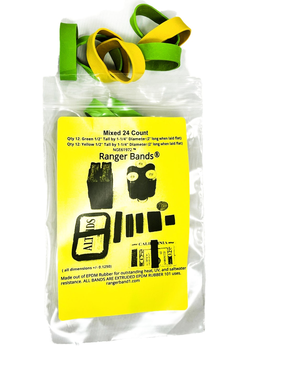 Heavy Duty Custom Rubber Bands Ranger Bands® 24 Count Mixed Safety ...