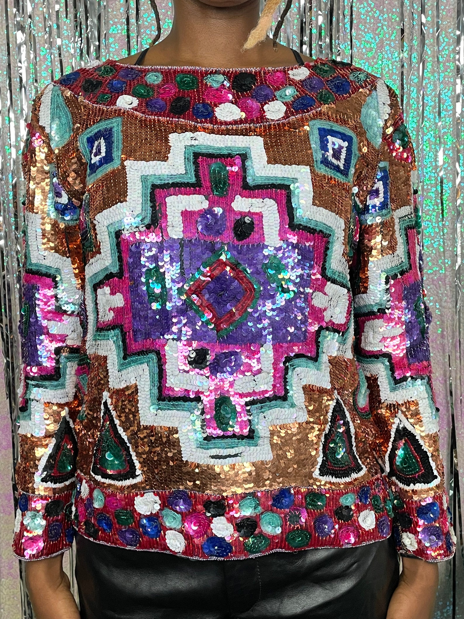 INSANE Abstract Geometric Sequin Pattern Top - Etsy