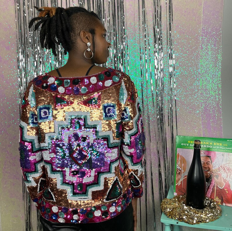 INSANE Abstract Geometric Sequin Pattern Top - Etsy