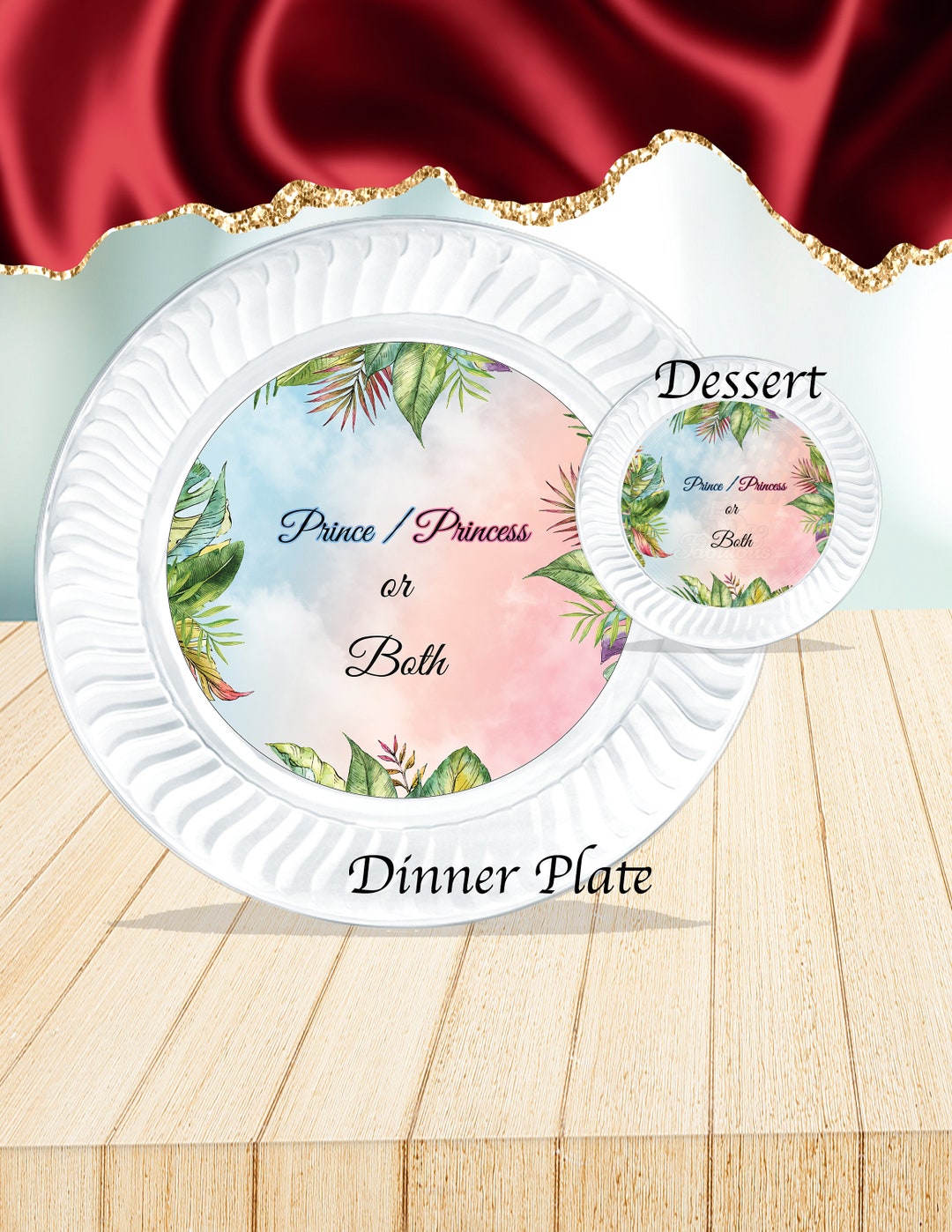 Twins Gender Reveal Plate Gender Reveal Theme Event Plastic Clear ...