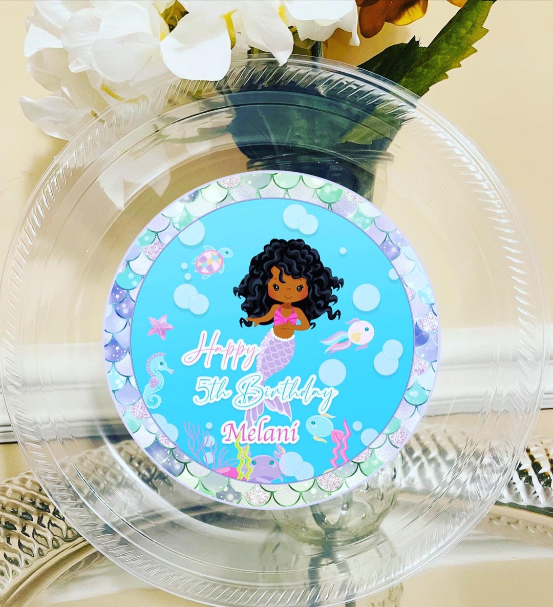 Mermaid Party Plate Plastic Clear Plates 9' in Sizebirthday ...