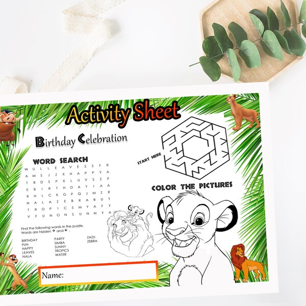 Lion King Activity Sheets - Etsy