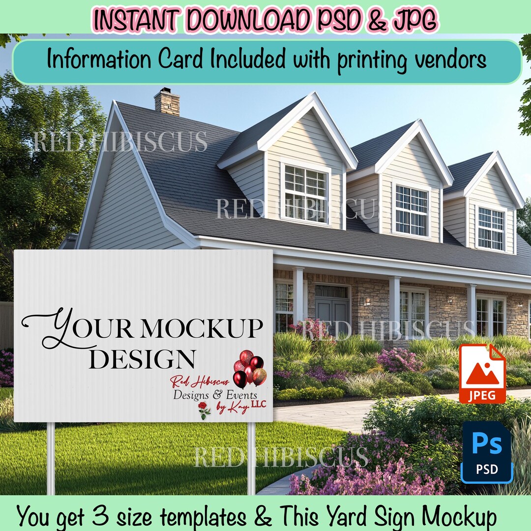 Lawn-yard Sign Mock-up. - 3 Size Templates Included - Print at Your ...