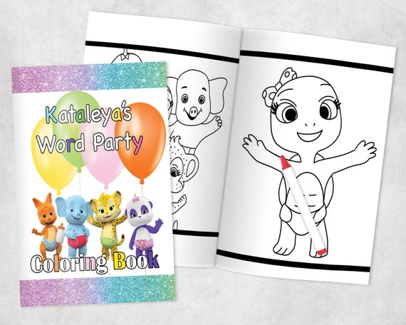 Word Party Coloring Book Cover/pastel Color Theme Partyfun - Etsy