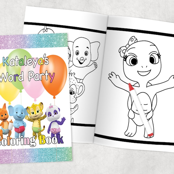 Word Party Coloring Pages - Etsy