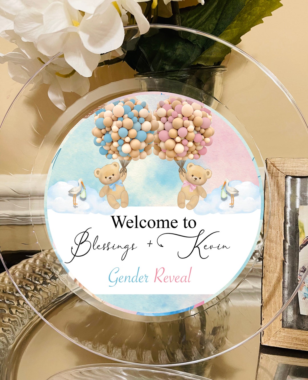 Custom Bearly Gender Reveal Party Plate| Plastic Clear Plates| 10 or 7 ...