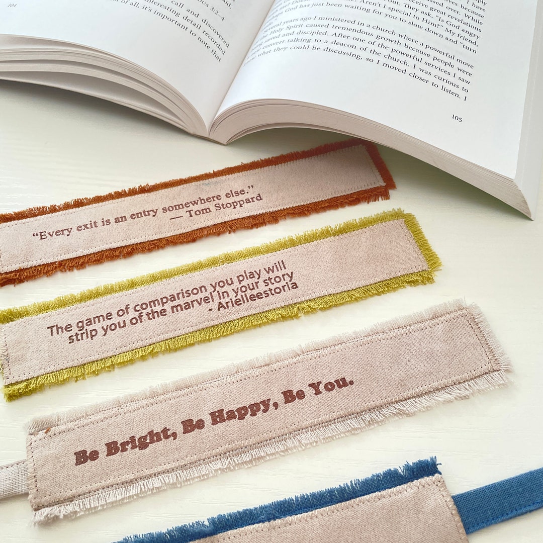 Linen Custom Quote Bookmark, Personalized Bookmark Favorite Quote, Book ...
