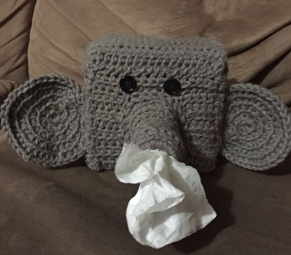 Crochet Elephant Tissue Box Cover - Etsy