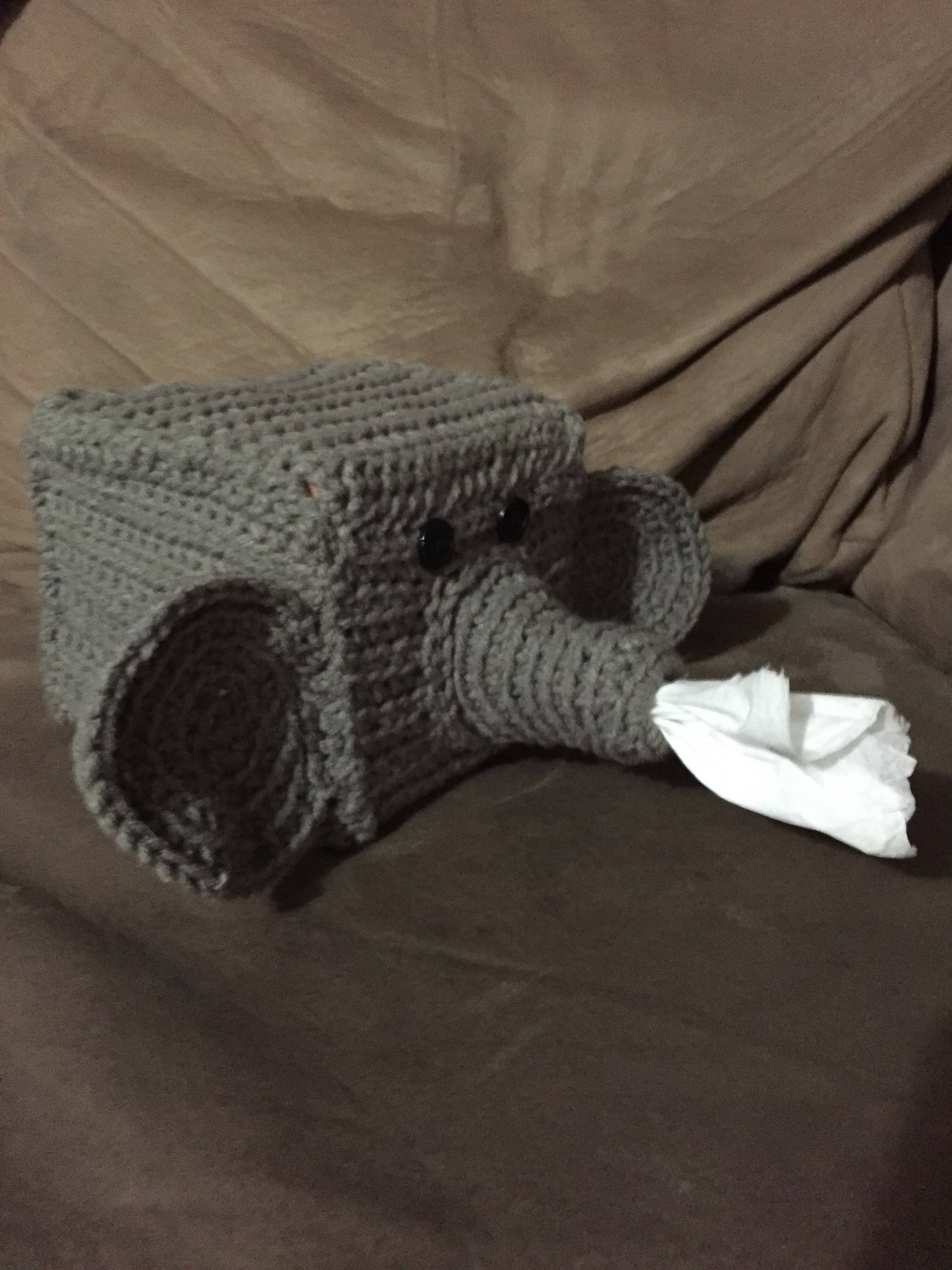 Crochet Elephant Tissue Box Cover - Etsy