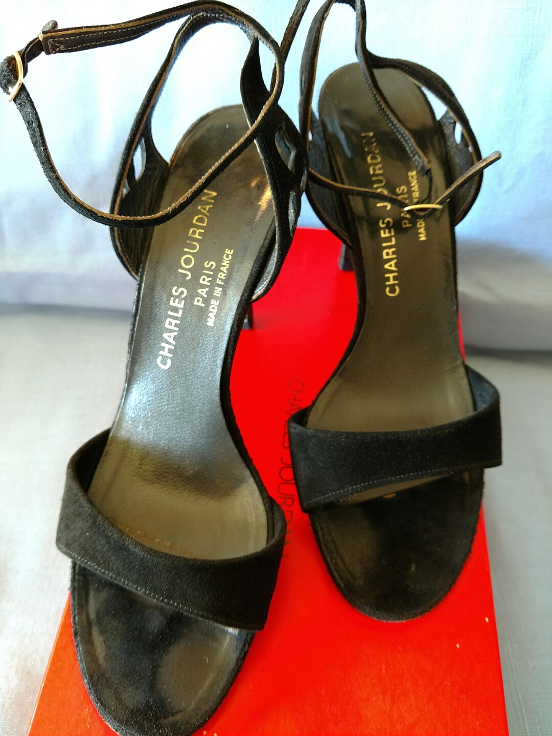 Vintage 1980's Charles Jordan Black Suede Evening Shoes. Made in France ...