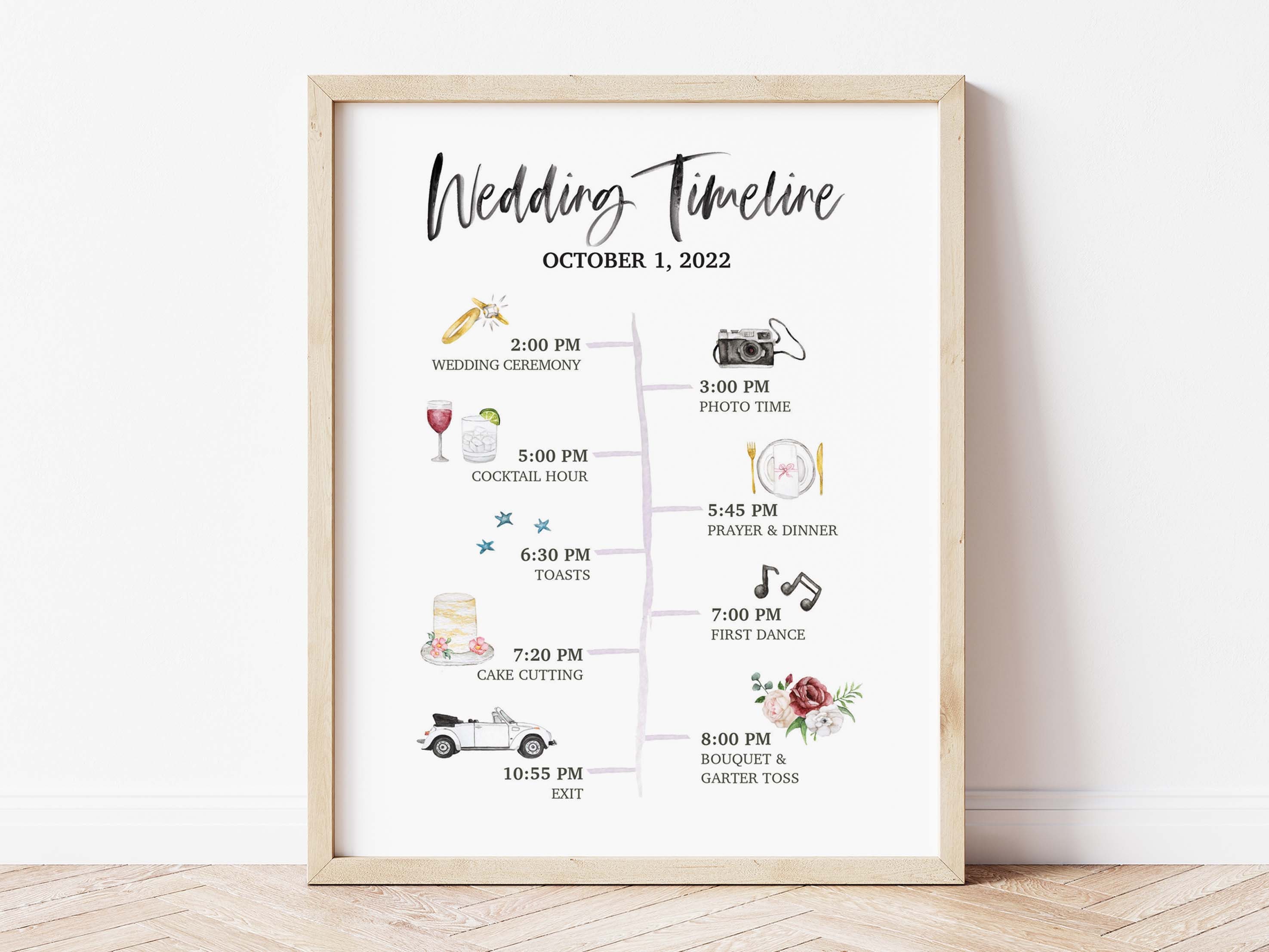 DIGITAL | WEDDING TIMELINE | Custom Wedding Timeline | Printable ...