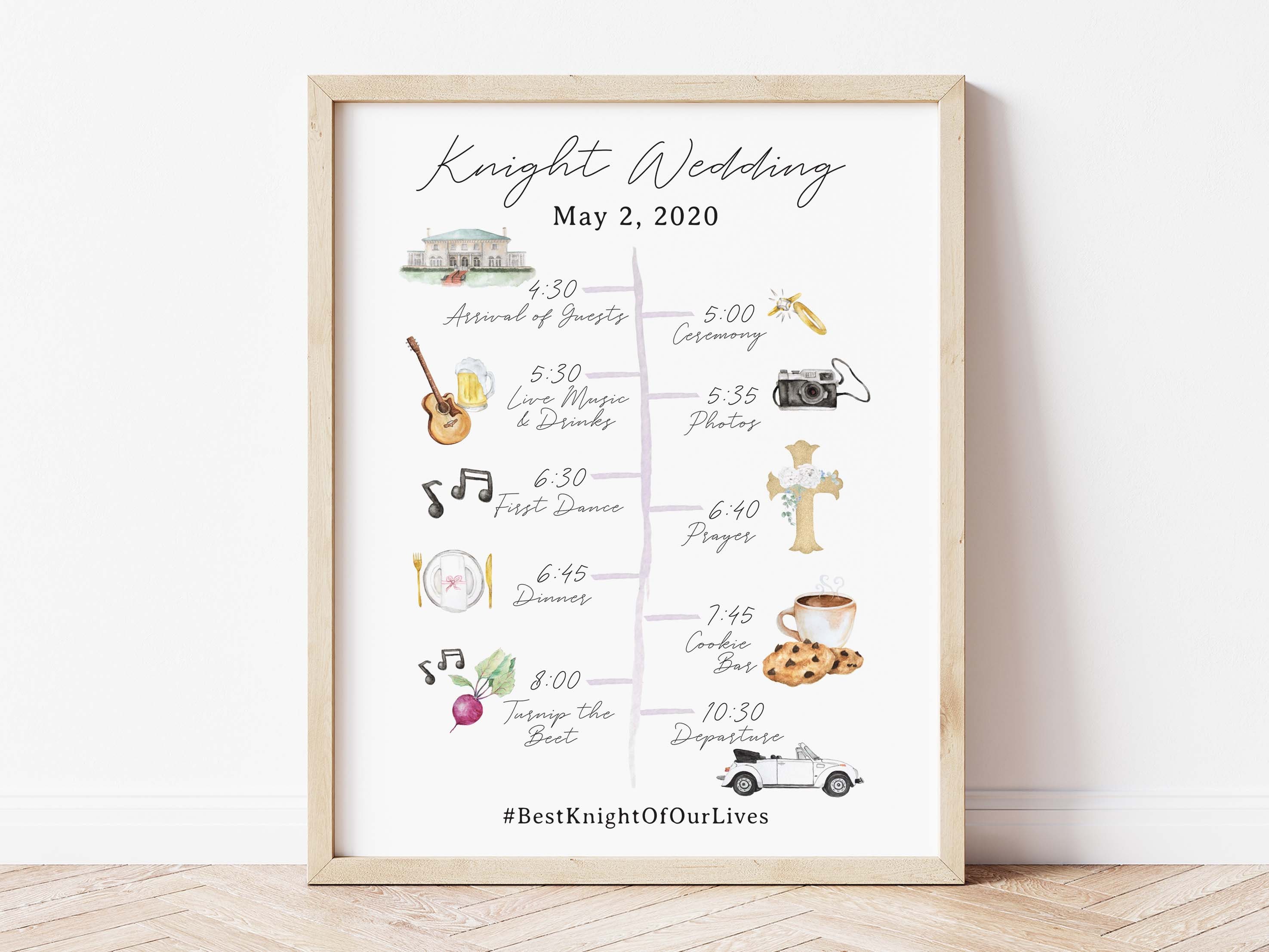 DIGITAL | WEDDING TIMELINE | Custom Wedding Timeline | Printable ...