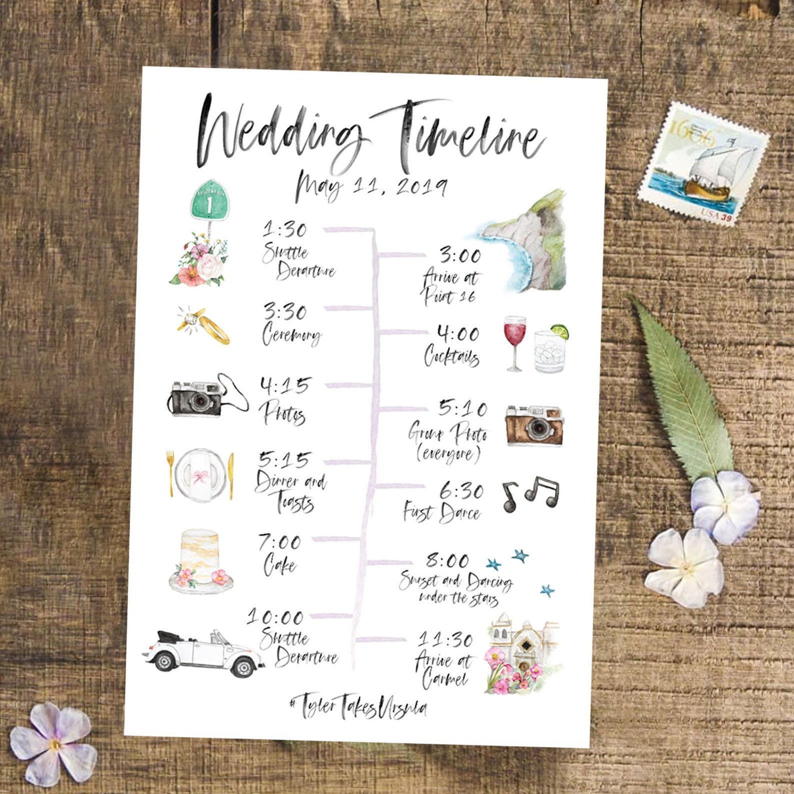 DIGITAL | WEDDING TIMELINE | Custom Wedding Timeline | Printable ...