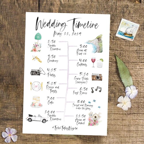 Custom Watercolor Wedding Timeline - Etsy