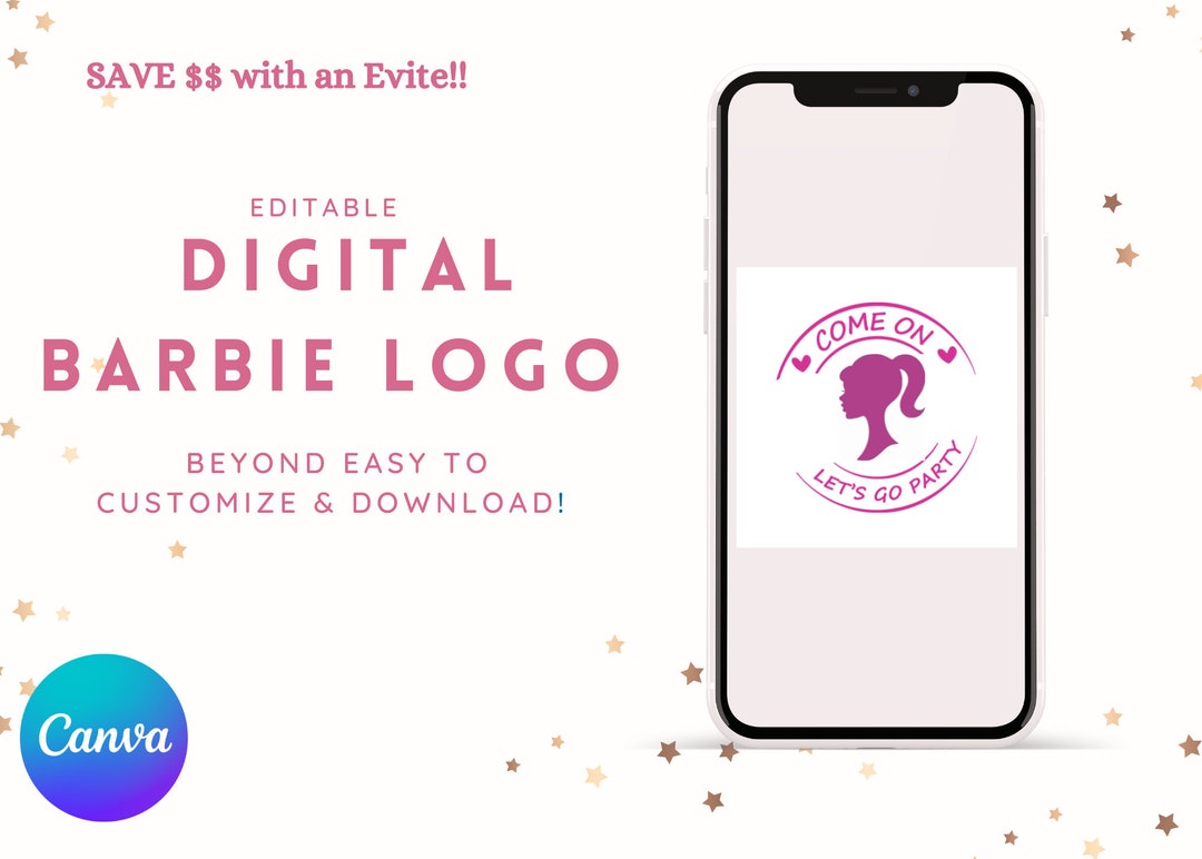 Digital Barbie Logo for Parties - Etsy
