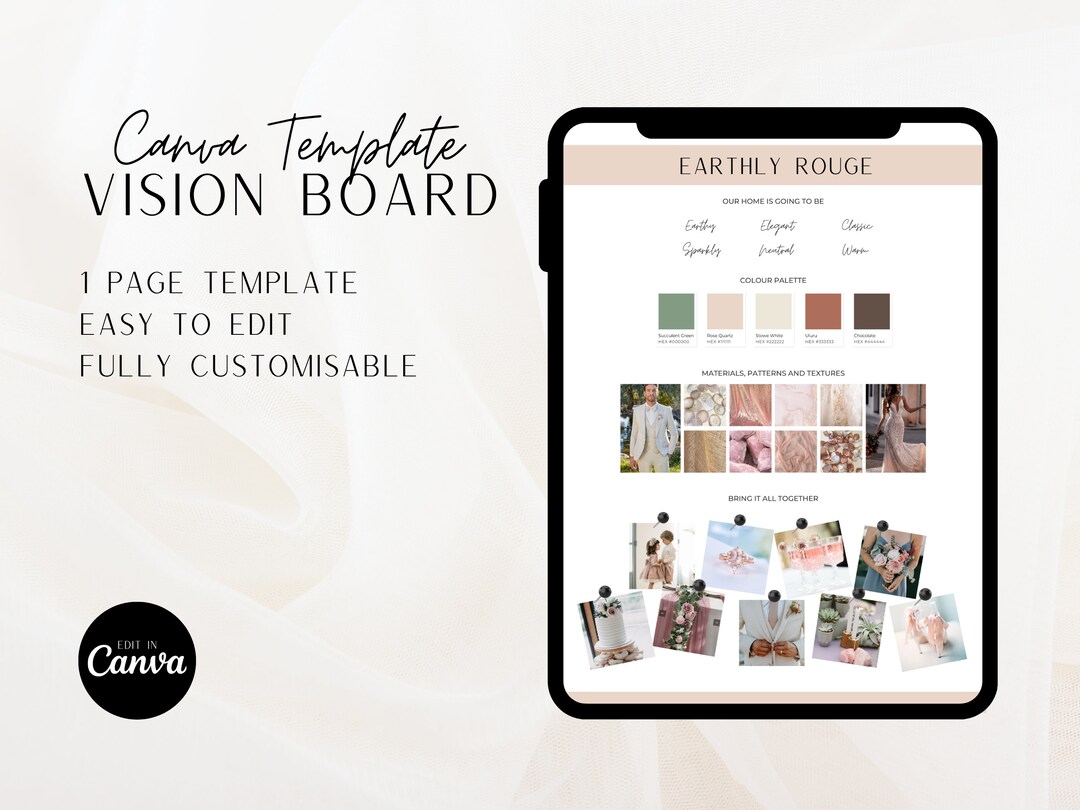 Vision Board Canva Template Create Inspiring Mood Boards Wedding & Events - Etsy