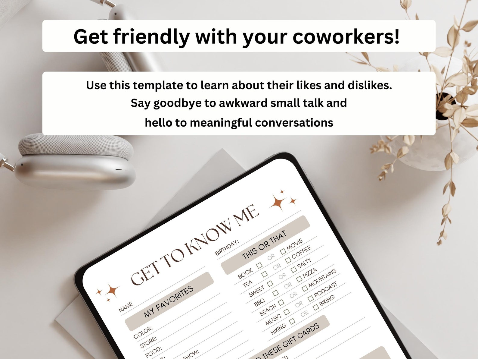 Coworker Questions Printable , All About Me Survey , Employee Favorite ...